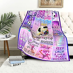 Soccer Blanket Ultra Soft Flannel Soccer Throw Blanket Soccer Gifts for Girls Women Soccer Team Soccer Lover Gifts for Kids Teens Adults 50"x40"