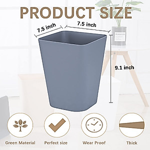 ALMOXVYE 4 Pack Small Trash Can, 1.6 Gallon Square Trash Can Wastebasket, Plastic Bedroom Garbage Can for Bathroom, Home, Laundry Room, Kitchen, Office, Kid Room, Dorm