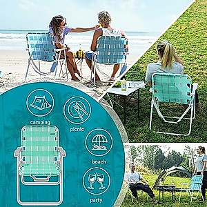 #WEJOY 2 Pack Folding Webbed Lawn Beach Chair,Heavy Duty Portable Chairs for Outside with Hard Arm,Carry Strap for Outdoor Camping Garden Concert Sand Picnic