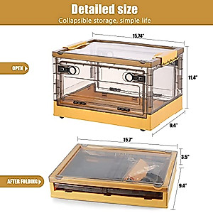 Loobuu Foldable Plastic Storage Boxes with Latching Lids & wheels, Clear Storage Bins for Home & Office Organization, Stackable Collapsible Organizer Container for Groceries, Toys, Books, Snacks Storage Case - 26L