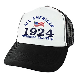100th Birthday Gifts All American 1924 Original Classic Hat Turning 100 Birthday Party Trucker Hat Black