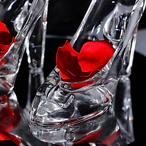 AIEWEV Crystal Glass Slipper Shoe Decor,Glass High Heels Shoe,Crystal Shoe Home Decoration,Miniatures Ornament for Lovers,Family, Friends (White)