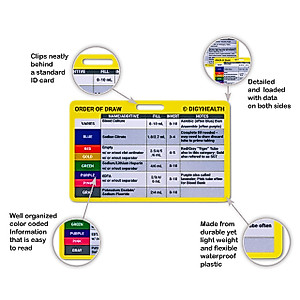 Silver Maple Leaf Order of Draw Badge Card for Phlebotomy – Horizontal Order of Blood Draw Card for Nurses, Nursing Clinicians and RN Students – Phlebotomy Cheat Sheet – Durable and Reliable