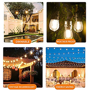 Joursdela 96FT 2-PACK outdoor string light 30 Incandesent edison string light ST14 clear bulb linkable and dimmable for patio, bistro garden Christmas decor