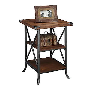 Convenience Concepts Brookline End Table, Dark Walnut / Slate Gray Frame