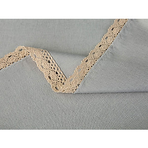 EHouseHome Faux Linen Tablecloth with Lace Trim - Waterproof/Spill Proof/Stain Resistant/Wrinkle Free/Oil Proof - for Banquet, Parties,Dinner,Kitchen,Wedding,Holiday,Silver Grey Square 70X70Inch