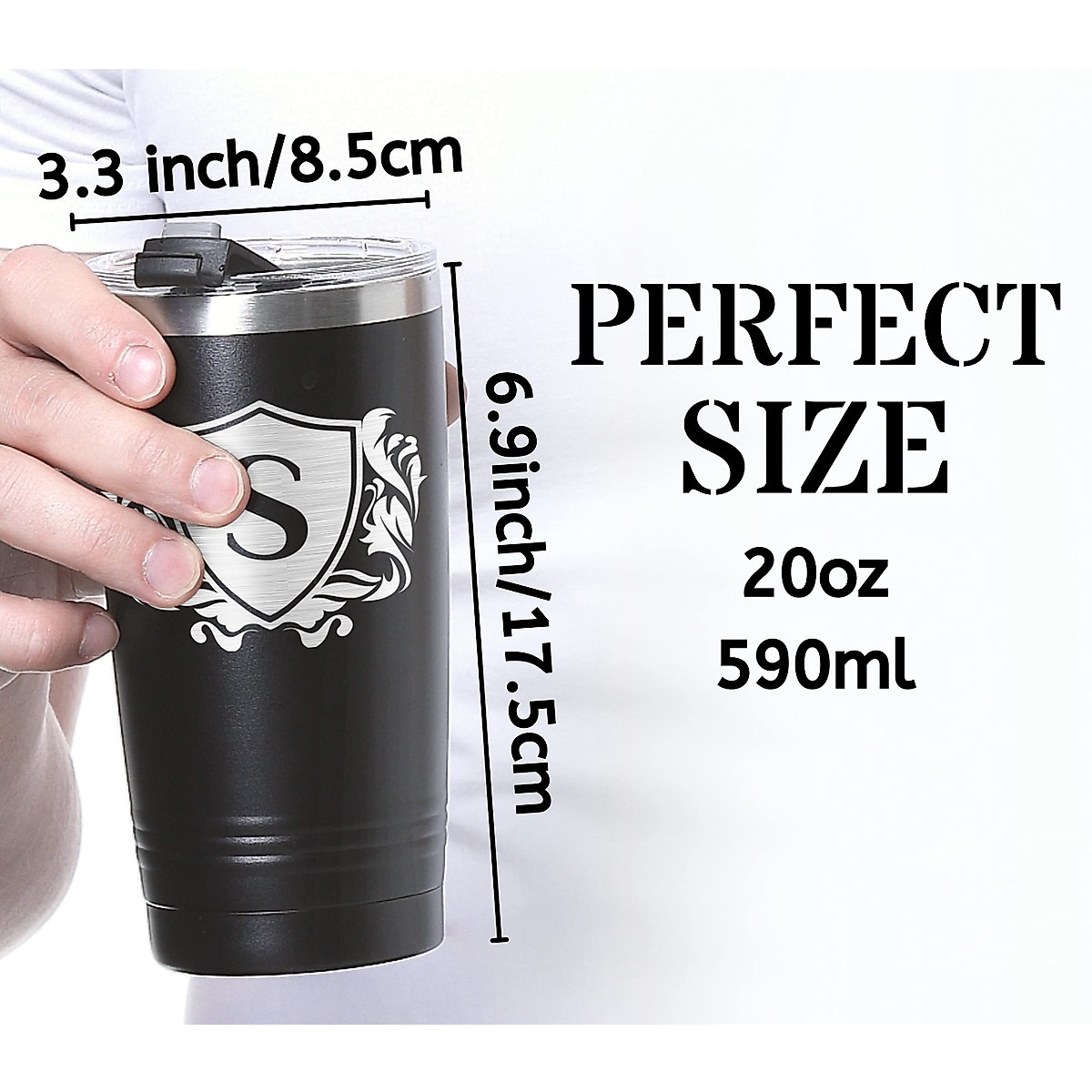 Personalized Coffee Mug with Initial J, Monogrammed Travel Tumbler for Him, Custom Cups, Unique Birthday Christmas Gifts for Men who Have Everything