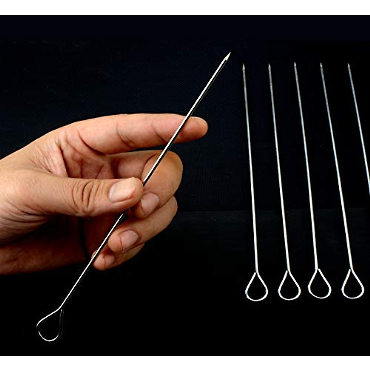 HONSHEN 8 Inch Stainless Steel Skewers,Roast goose needle Barbecue Skewers, BBQ Skewers, Shish Kebab Kabob Skewers 12 pcs