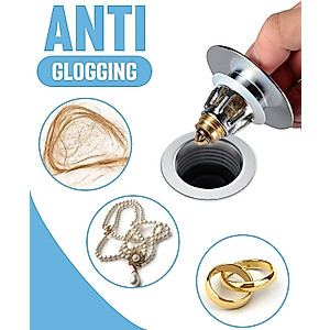 Fits Any 1.25” to 1.65” Wide tub Drain Stainless Steel Sink Cover, pop-up Universal Odor Resistant Sink Drain with Silicone Gasket, and Shower Cap with Anti Clogging Filter (lvzui-nebxazw-2)