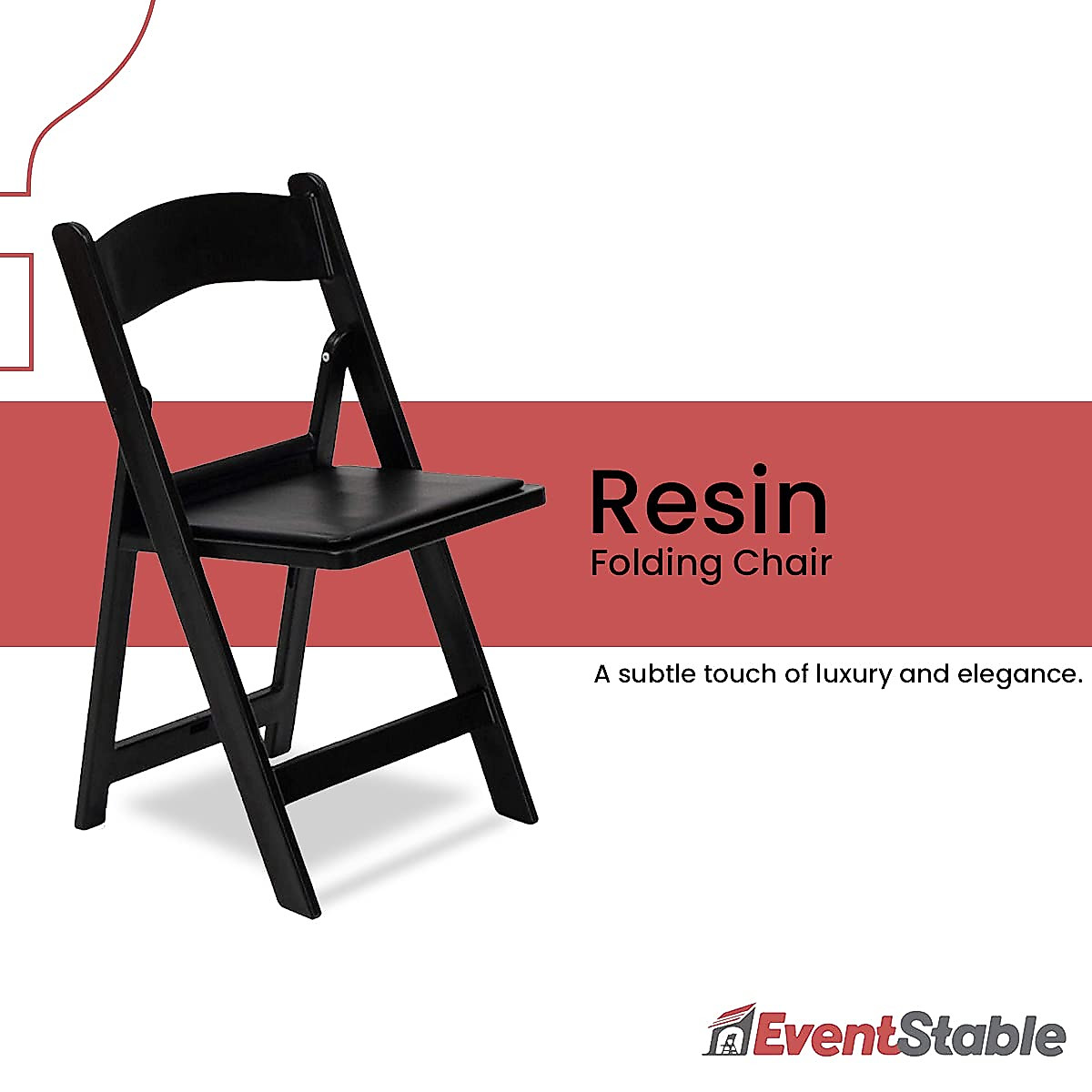 EventStable Titan PRO Resin Folding Chair - Black Indoor/Outdoor Lightweight Folding Chair - Vinyl Padded Folding Chair for Weddings Parties Events - 4 Pack