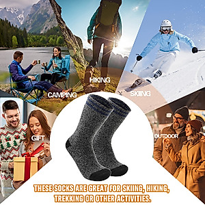 Welwoos Heated Thermal Socks for Men & Women Warm Winter Ski Thick Boot Insulated Gift Stocking Stuffers Socks 3 Pairs (Stripe A,M)