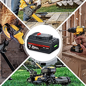 DASNITE 2Pack 7.0Ah 20Volt DCB200 Li-ion Batteries Replacement for Dewalt 20V Battery and DCB112 Charger Compatible with Dewalt 20V Max Cordless Tools DCB204 DCB206 DCB201 DCB207 DCD/DCF/DCG Series