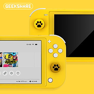 GeekShare 4PCS Silicone Cat Paw JoyCon Thumb Grip Set Joystick Caps Compatible with Switch / OLED / Switch Lite (Brown Yellow)