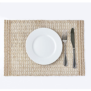 Fennco Styles 100% Jute Design Farmhouse Placemats 13" W x 19" L, Set of 4 - Ivory Table Mats for Home, Dining Room, Banquets, Family Gathering and Special Occasion (Ivory)