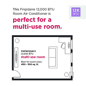 Frigidaire Portable Room Air Conditioner, 12,000 BTU with Dehumidifier Mode, in White (Renewed)