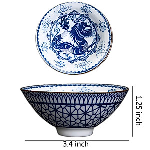 Woonsoon Set of 12 Chinese Zodiac Signs Handmade Kungfu Tea Cup 2.8 oz/80 ml,Bone China Blue and White Tea Cups,Ceramic Tea Mugs Without Handles