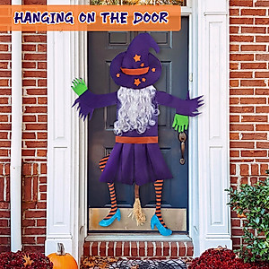 Crashing Flying Witch Halloween Decorations (63''H), Hanging into Tree Porch Pole Witches for Outdoor Front Yard Garden Patio Outside Party Decor