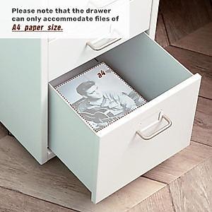 HollyHOME 3-Drawer Mobile Classification Storage Cabinet, Under Desk for A4 Mini File Cabinet, Mobile file Cabinet with Wheels for Home and Office, White