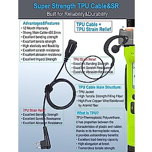 commountain CP200D CLS1410 Earpiece Compatible for Motorola Radios R2 CLS1110 CP100D CP200 CP185 BPR40 BPR40D DTR700 DTR650 RDU4100 RDU4160D RMU2040 RMU2080D CLS CP, G Earhook Headset Ear Piece-2 Pack