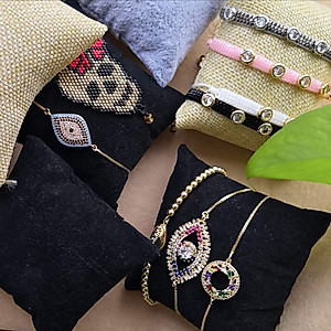 RJ Displays-12 piece pack Black Velvet Jewelry Display Pillow for Bracelet, Watch, Anklet, Bangle, Dangle Earring and Necklace- Size 3.50" x 3.0" inch (12)