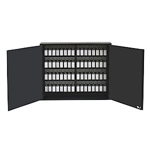Acrimet Key Cabinet Organizer 64 Positions with Lock (Wall Mount) (64 Smoke Tags Included) (Black Cabinet)