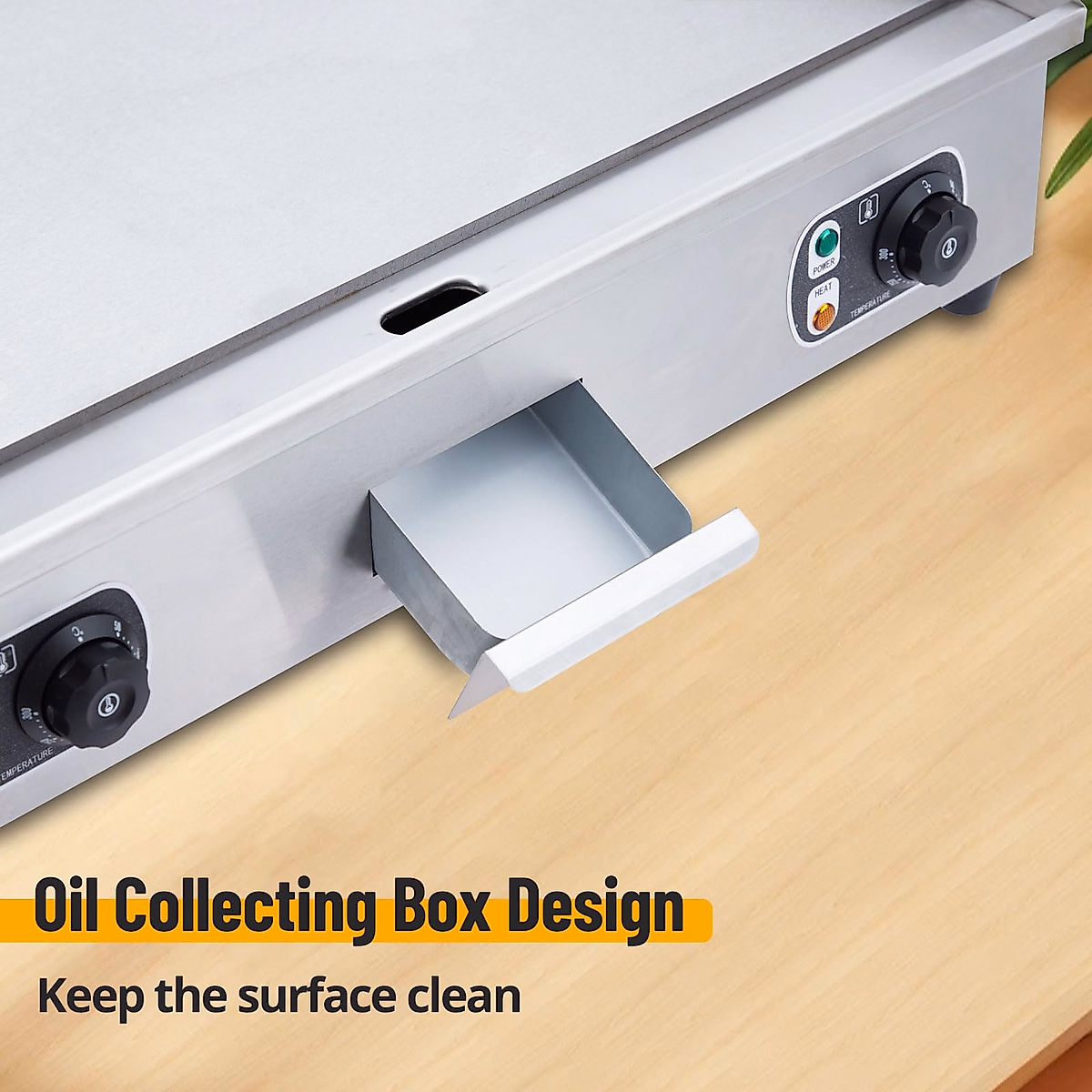 GARVEE 29" Commercial Electric Griddle, 110V, 3000W Resterant Countertop Griddle, Stainless Steel Half Grooved/Flat Top Grill with Adjustable Temperature Control 122°F-572°F(NO PLUG)