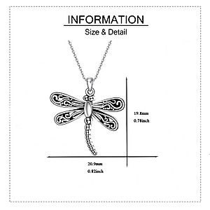 ONEFINITY Dragonfly Necklace 925 Sterling Silver Dragonfly Pendant Necklace Cute Dragonfly Jewelry Gifts for Women