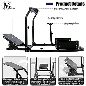 Minneer Driving Simulator Cockpit Superstable Mount Match Seat Fit for Logitech/Thrustmaster/Fanatec G29/G920/G923/G27/T248/TX Racing Steering Wheel Stand(Seat, Wheel, Pedals, Handbrake Not Included