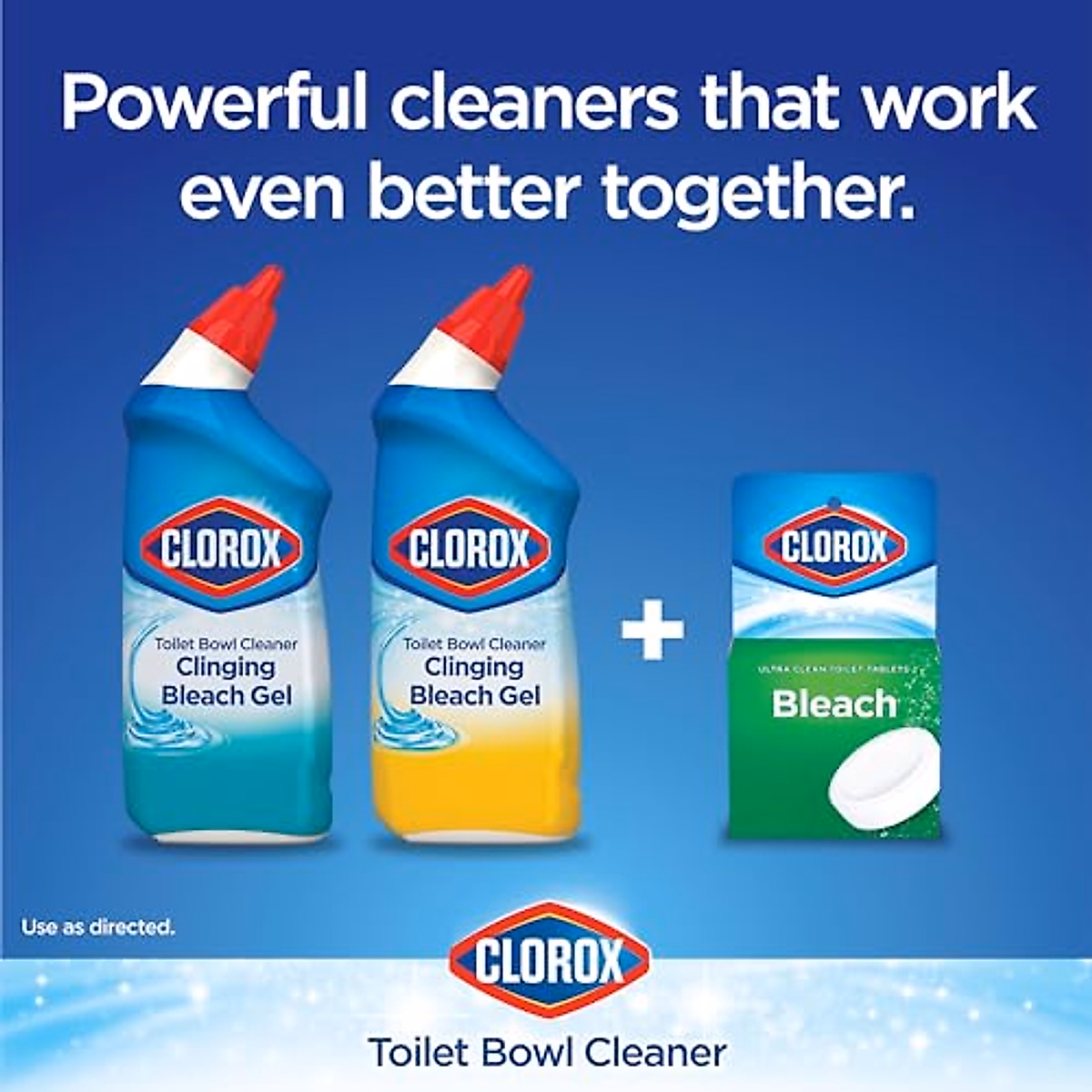 Clorox Toilet Bowl Cleaner, Clinging Bleach Gel, Ocean Mist - 24 Ounces, Pack of 2