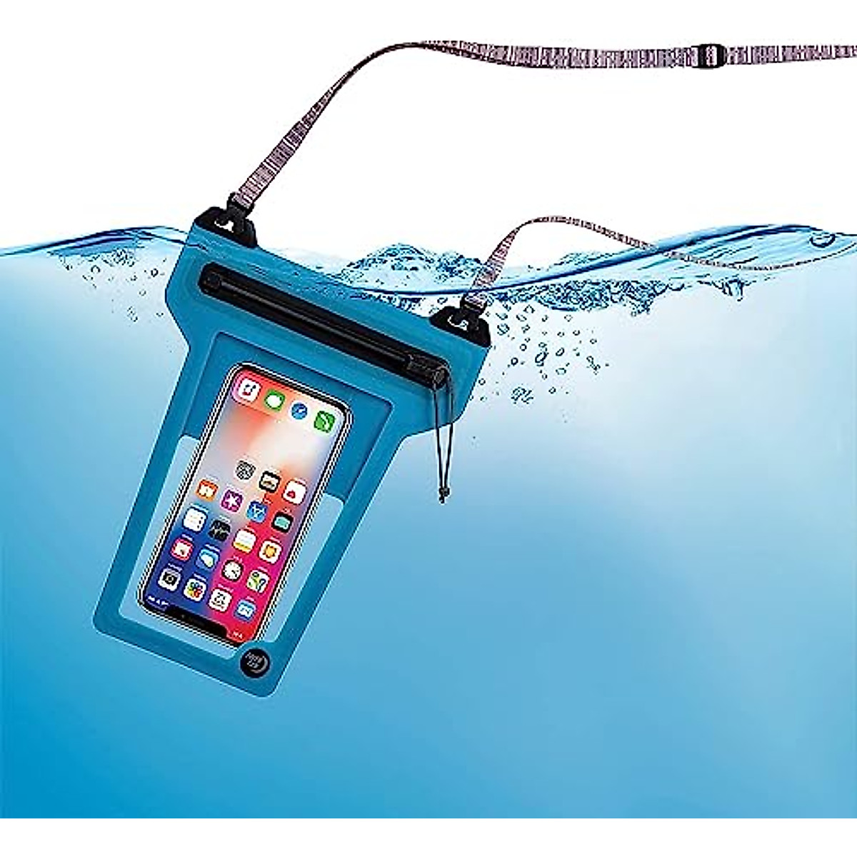 Nite Ize Runoff Waterproof Phone Pouch with Lanyard and TRU Zipper, IP67 Universal Waterproof Case for iPhone 11/11 Pro Max/Xs Max/XR/X/8/8P Galaxy, Blue
