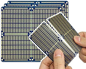 ElectroCookie Snappable PCB, Strip Board with Power Rails for Electronics Projects Compatible for DIY Arduino Soldering Projects, Gold-Plated, 3.8"x3.5" (3 Pack, Blue)