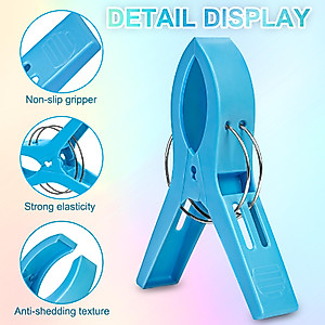 Semjikoy 8 Pack Beach Towel Clips, Plastic Chair Clips Towel Holder Clothes Pins Clothes Pegs Hanging Clip Clamps, Beach Accessories for Vacation