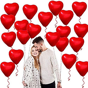 50 Pieces Love Heart Balloons Red Latex Heart Balloons for Valentines Day Wedding Anniversary Engagement Birthday Garden Company Celebration Graduation Prom Party Decoration Romantic Decoration
