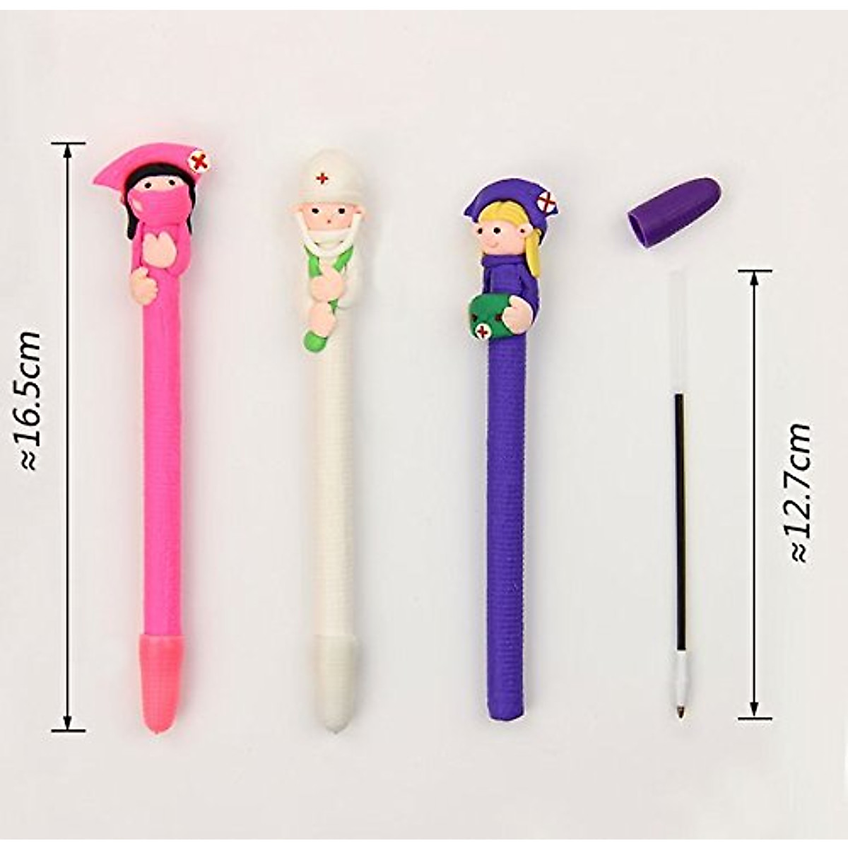 BestGrew® 10pcs Doctor and Nurse Polymer Caly Ball Point Pens Cute Novelty Lovely Cartoon for Writing Stationery School Office Supplies