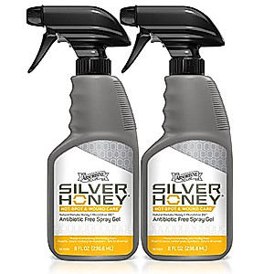 Absorbine Silver Honey Hot Spot & Wound Care Spray Gel (2) 8oz Bottles, Manuka Honey & MicroSilver BG, Medicated for Dogs, Cats, Small Animals