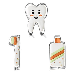 Mini Tooth Series Cookie Cutters Set of 3 pcs, Stainless Steel Fondant Cutter Molds Baking DIY (Toothpaste+Toothbrush+Tooth)