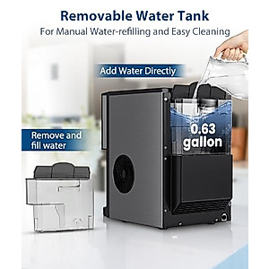 Joy Pebble Nugget Ice Maker Dispenser, Self Dispensing Pellet Ice Maker, 44lbs/24H, 15mins Quick Ice Make, 3.3lbs Ice Storage, Ice Full Indicator, Self-Cleaning, Home, Kitchen, Bar, Party