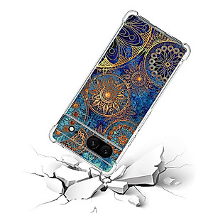 Beaucov Pixel 7 Case, Gorgeous Colours Circle Manala Drop Protection Shockproof Case TPU Full Body Protective Scratch-Resistant Cover for Google Pixel 7