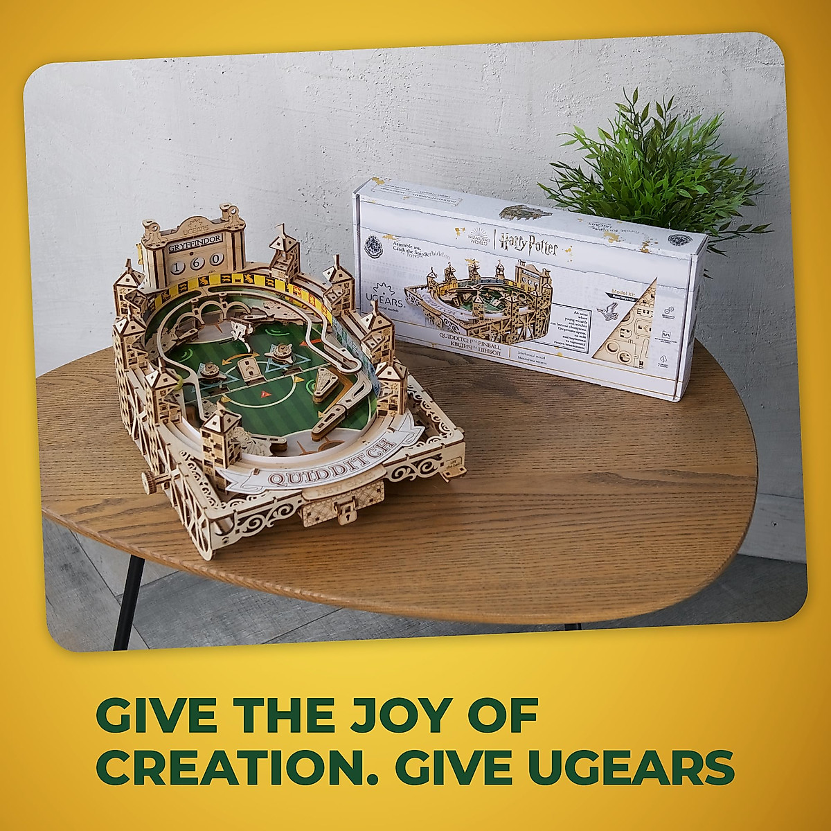 UGEARS Harry Potter Quidditch Pinball Machine - Wooden Models to Build for Adults with Engaging Gameplay - Wooden Pinball Machine Experience in 3D Puzzle Design - Ideal for Wooden Model Kits Fans