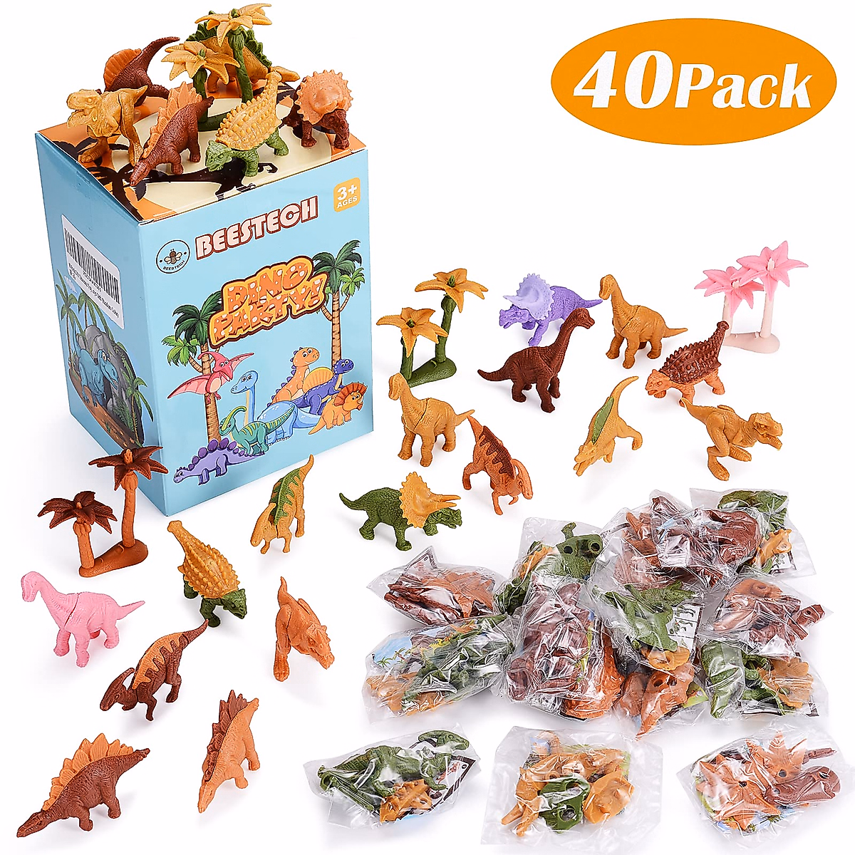 40 Pack DIY Dinosaur Toys, Dinosaur Party Favors, Goodie Bag Stuffers, Piñata Fillers, Teacher Treasure Box, Classroom Prizes, Dinosaur Toys for 3,4,5,6 Years Old Boys Girls (Random Color)