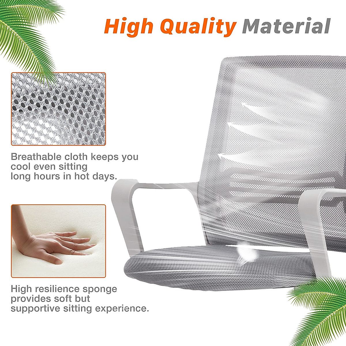 AFO Mid-Back Mesh Tall Office Drafting Stool Chairs with Armrest for Standing Desk, Grey