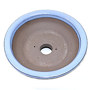 Bonsai Pot Ceramic Jin-Gasa Shape Glazed (5.75", Kinyo-Yu)