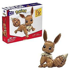 Mega Pokémon Building Toys Set Jumbo Eevee with 824 Pieces, Articulated and Poseable, 11 Inches Tall, for Kids (Amazon Exclusive)