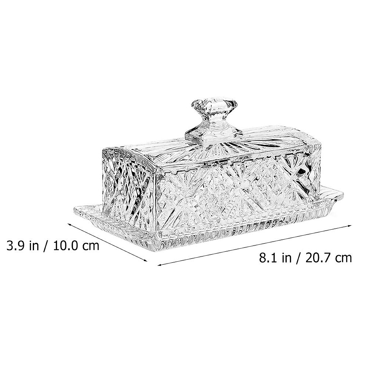 BESTonZON Rectangular Glass Plate Glass Butter Dish clear butter dish butter plate crystal butter dish with Lid Butter Glass Cake Keeper