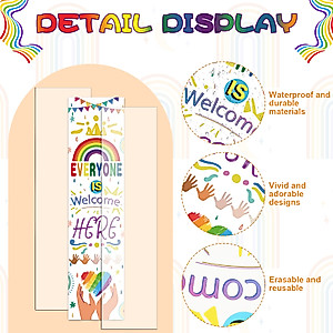 Estune 2 Pcs Welcome Banner and Poster for Teachers Rainbow Diversity Posters for Classroom Inclusive Classroom Decor for Bulletin Board Elementary Pre Middle High School Wall Sign, 11.8 x 47.2 Inch