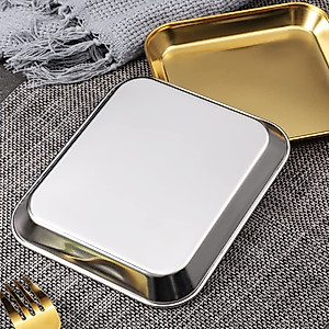 1pc Stainless Steel Dinner Plate Pork Chop Plate BBQ Plate Outdoor Camping Plate Candle Holder Tray BBQ Platter for Kids Stainless Steel Tableware Food Baby Sushi Plate