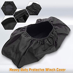 Winch Cover, Heavy Duty Waterproof Dust-Proof Winch Protection Cover, Ideal for Electric Winches 8500-17500 lbs, Indoor/Outdoor (21.5” x 9.5” x 7.5”) - Black