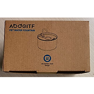 AOOGITF Cat Water Fountain, 304 Stainless Steel Pet Water Fountain, 24/7 Keep The Water Fresh, 74oz Capacity, Ultra-Quiet, No Sputter, Compact, Easy Cleaning, Suit for Pets