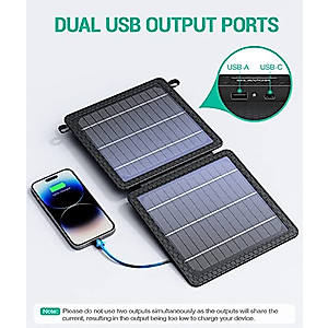 BLAVOR 10W Portable Solar Charger(5V/2A Max), Waterproof IP65 Foldable Solar Panel with Dual Smart USB Output Compatible with iPhone Xs/X/8/7, iPad, Samsung for Outdoor Hiking Camping Backpacking