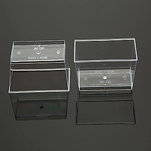 DongAi 50 Pcs Mini Plastic Square Dessert Cup，4.75oz Transparent Square Shot Glass,For Jelly Yogurt Pudding Mousse Ice Cream（with 50 scoops）